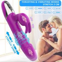 China G Spot Rabbit Vibrator 3.7V 700mAh Telescopic Thrusting Realistic Silicone Dildo for Women for sale