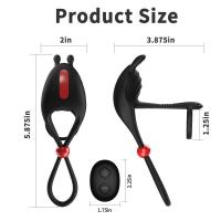 China Silicone Penis Ring Vibrator with Rabbit Ears 7 Speed Vibration Reusable Enlarger Black 66g for sale