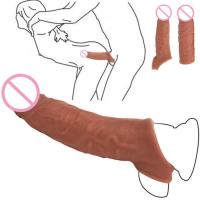 China TPE Sleeve Extender Reusable Dildo for Men Delay Ejaculation Penis Enlargement 7 Inch Sex Toy for sale