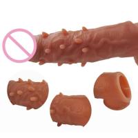 China TPE Sleeve Extender Reusable Dildo for Men Delay Ejaculation Penis Enlargement 7 Inch Sex Toy for sale