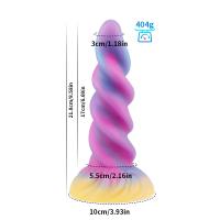 China Tri-Color Mix Luminous Silicone Dildo 21.8cm Soft Skin Alien Design for Women for sale