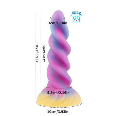 China Tri-Color Mix Luminous Silicone Dildo 21.8cm Soft Skin Alien Design for Women for sale