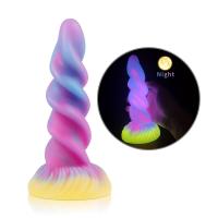 China Tri-Color Mix Luminous Silicone Dildo 21.8cm Soft Skin Alien Design for Women for sale