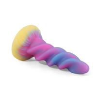 China Tri-Color Mix Luminous Silicone Dildo 21.8cm Soft Skin Alien Design for Women for sale