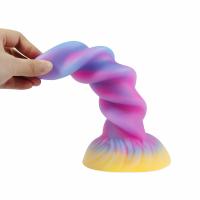 China Tri-Color Mix Luminous Silicone Dildo 21.8cm Soft Skin Alien Design for Women for sale
