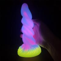 China Tri-Color Mix Luminous Silicone Dildo 21.8cm Soft Skin Alien Design for Women for sale