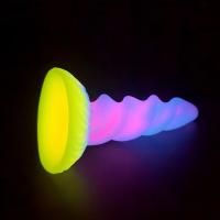China Tri-Color Mix Luminous Silicone Dildo 21.8cm Soft Skin Alien Design for Women for sale