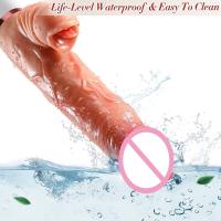 China Flesh Color One-Key Heating Dildo with Telescopic Swing Tongue Licking Vibration for Women for sale