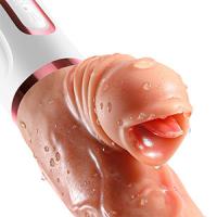 China Flesh Color One-Key Heating Dildo with Telescopic Swing Tongue Licking Vibration for Women for sale