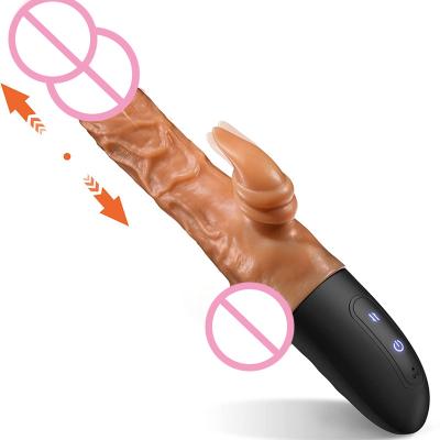 China TPE ABS G Spot Vibrator with Heating Tongue Licking 10.6in Triple Band Telescopic Dildo for sale