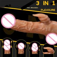 China TPE ABS G Spot Vibrator with Heating Tongue Licking 10.6in Triple Band Telescopic Dildo for sale
