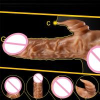 China TPE ABS G Spot Vibrator with Heating Tongue Licking 10.6in Triple Band Telescopic Dildo for sale