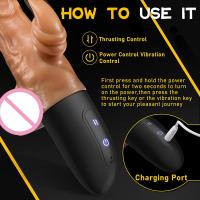China TPE ABS G Spot Vibrator with Heating Tongue Licking 10.6in Triple Band Telescopic Dildo for sale