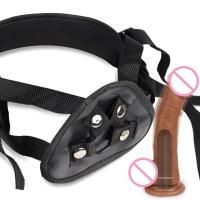 China Remote Control Vibrating Dildo Strap On 200mm Realistic Sex Toy for Women Lesbian for sale