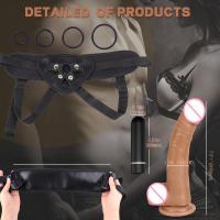 China Remote Control Vibrating Dildo Strap On 200mm Realistic Sex Toy for Women Lesbian for sale