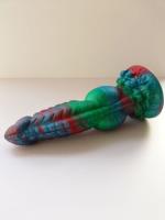 China Mixed Color Silicone Dragon Dildo 22.5cm Suction Cup Adult Sex Toy for Women for sale