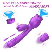 China Wholesale Rose Clitoral Sucking Rabbit Vibrator 10 Modes Telescopic Wand for Women for sale