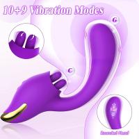 China 2 in 1 Silicone Dildo Vibrator Clitoral Stimulator 10 Vibration Modes USB Rechargeable G Spot Realistic Sex Toy for Women for sale