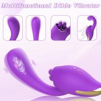 China 2 in 1 Silicone Dildo Vibrator Clitoral Stimulator 10 Vibration Modes USB Rechargeable G Spot Realistic Sex Toy for Women for sale