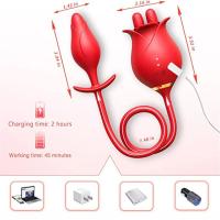 China Rose Vibrator 3 in 1 Clitoral Stimulator Anal Dildo G Spot Tongue Sucking Licking USB Magnetic Charging for sale