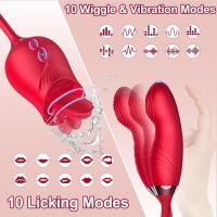 China Rose Vibrator with 10 Flapping and 10 Licking Modes USB Rechargeable Silicone Adult Toy for Women for sale