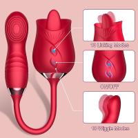 China Rose Vibrator with 10 Flapping and 10 Licking Modes USB Rechargeable Silicone Adult Toy for Women for sale