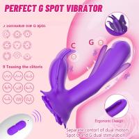 China Rose Licking Tongue Vibrator Butterfly G-spot Stimulator 9 Frequency 166g Silicone Waterproof for sale