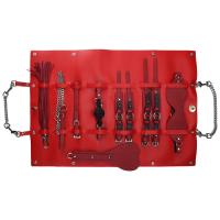 China 8-Piece PU Leather Bondage Set with Bag BDSM Restraints Kit for Adult SM Games Black Red for sale