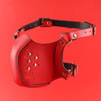 China Adjustable PU Leather Puppy Muzzle BDSM Mouth Restraint Kit 144g Bondage Gear for Men Women Pet Play for sale