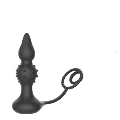 China 2 in 1 Male Anal Vibrator Massager with Dual Cock Rings 10 Vibration Modes Wireless Remote Control Butt Plug for sale