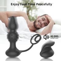 China 2 in 1 Male Anal Vibrator Massager with Dual Cock Rings 10 Vibration Modes Wireless Remote Control Butt Plug for sale