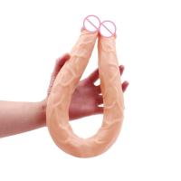 China Double Ended Silicone Dildo 45cm Realistic Big Dong Sex Toy for Women Lesbian Masturbator for sale