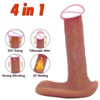 China Telescopic Heating Realistic Dildo Vibrator for Women 7 Inch Silicone Sex Toy for sale