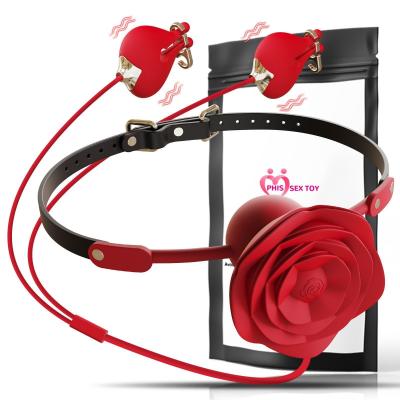 China Rose SM Mouth Plug Ball Nipple Clamp Vibrator Love Egg Masturbator Adult Sex Toy for Couples 7 Speed for sale