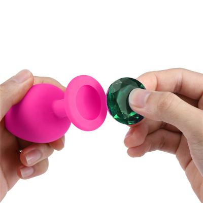 China Silicone Red Black Jewel Butt Anal Plug Sex Toys Couple Unisex Smooth Adult Products 3 Sizes S 7cm M 8cm L 9cm for sale