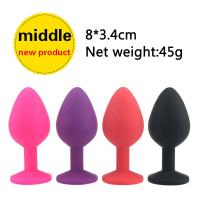 China Silicone Red Black Jewel Butt Anal Plug Sex Toys Couple Unisex Smooth Adult Products 3 Sizes S 7cm M 8cm L 9cm for sale