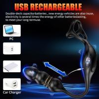 China Male Anal Vibrator Massager Dual Rings Butt Plug with 9 Vibration Modes Telescopic Prostate Massager for Men Women for sale