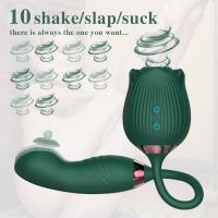 China Waterproof Rose Vibrator 10 Speeds 2 in 1 Suck and Vibrate Silicone Clit Stimulator for Women for sale
