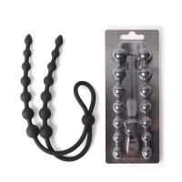 China Medical Silicone 2 in 1 Cock Ring and Anal Beads Delay Ejaculation Sex Toy 856.2mm for sale