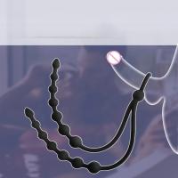 China Medical Silicone 2 in 1 Cock Ring and Anal Beads Delay Ejaculation Sex Toy 856.2mm for sale