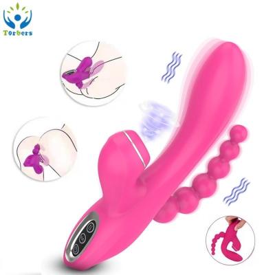 China 3 in 1 Clitoris Sucker Vibrator with G Spot Tongue Licking and Anal Stimulation 7 Vibration Modes 500mAh USB Magnetic Charging for sale