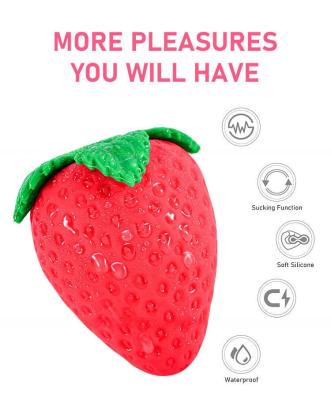 China Strawberry Sucking Vibrator 10 Vibration Modes 8 Sucking Modes IPX7 Waterproof USB Rechargeable Sex Toy for sale