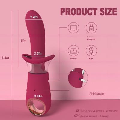 China Rose Clitoris Stimulator 2 in 1 Sucking Licking Vibrator with 3 Frequency Modes Silicone for sale