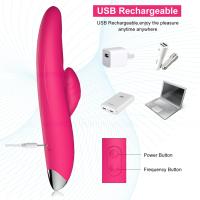 China 360 Degree Rotating USB Rechargeable Waterproof Rabbit Vibrator 10 Speed Silicone Dildo Massager for Women for sale