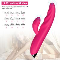 China 360 Degree Rotating USB Rechargeable Waterproof Rabbit Vibrator 10 Speed Silicone Dildo Massager for Women for sale