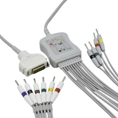 China Compatible FUKUDA FX-3010 4010 2115 DB15 Integrated ECG Cable Ten Leads American Standard Pin Type 4.7K CE Certified for sale