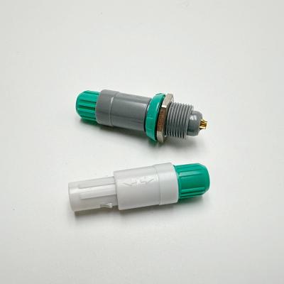 China Push-Pull Self-Locking Aviation Plug Connector Gray Green Plastic 2 Pin Alcohol Disinfection for Medical Devices for sale