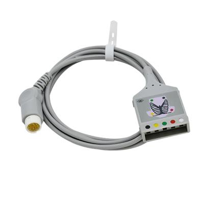 China ECG Main Cable 12-Pin Five-Lead 2.5m European Standard CE Certified Class I Medical Consumable for sale