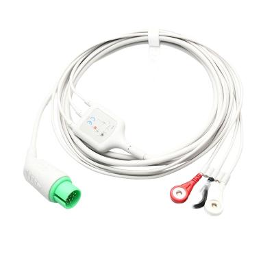 China Compatible PM7000 ECG Cable 3 Leads 3.2 Meter for Huasheng Huateng Nuocheng Bafang Kerikang Monitors for sale