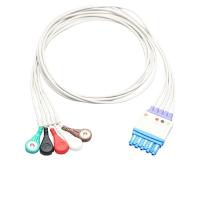 China Adult Buckle ECG Connection Cable KB3-FS5A Five-Lead Wire CE Certified Class I 0.5m for sale